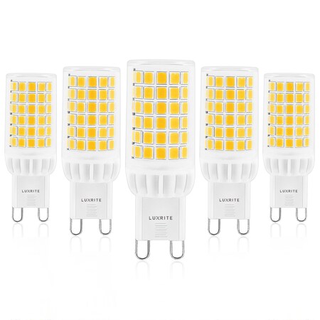 Luxrite G9 LED Light Bulbs 5W 500LM 3000K Soft White Dimmable Bi-Pin Base 5-Pack LR24671-5PK | Zoro